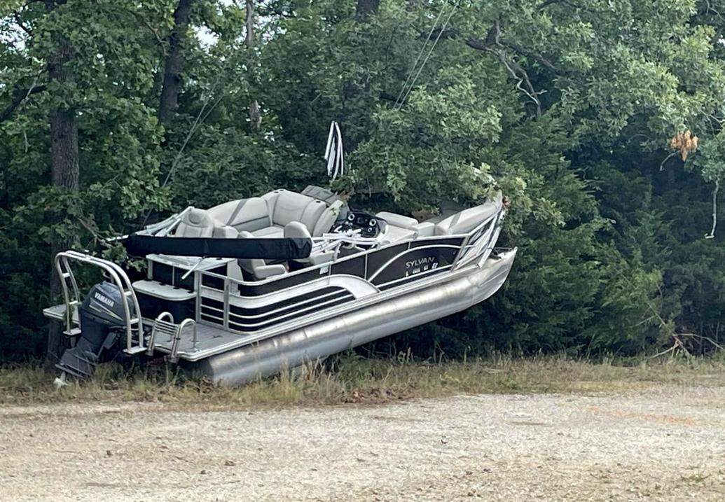 Boat Crash... On Land? Pontoon & Trailer Crash Knocks Out Power For ...