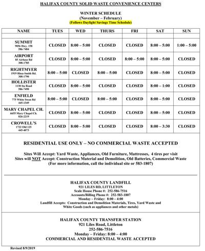 Halifax County Residential Trash and Recycling Limited to Items That ...