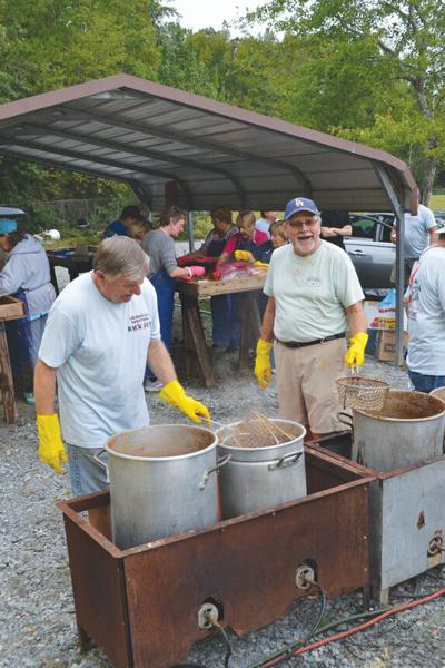 Prep work for the Lake Gaston Lions Club Seafood Festival begins in the ...