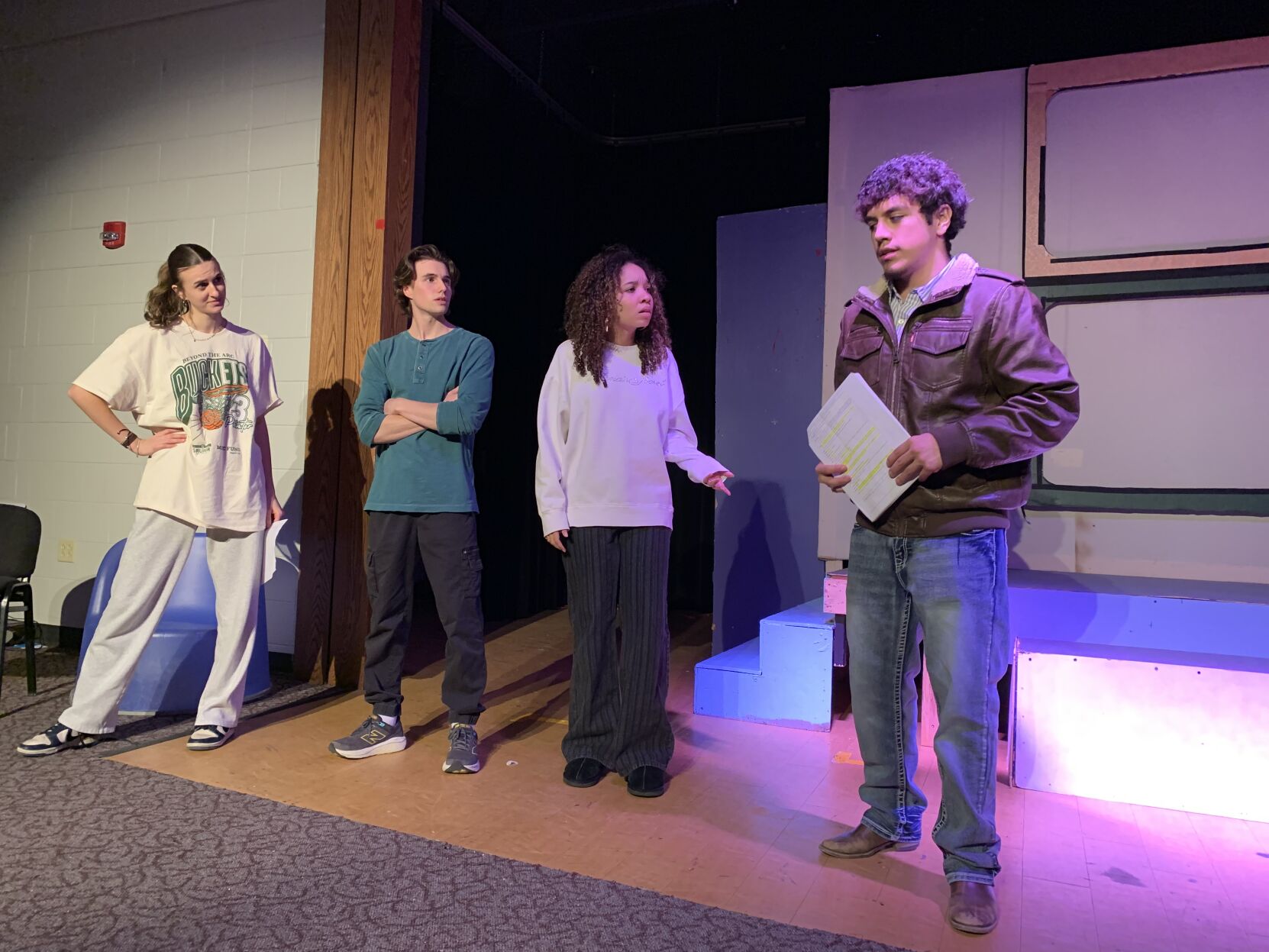 Badger High School students performing Janesville-based play