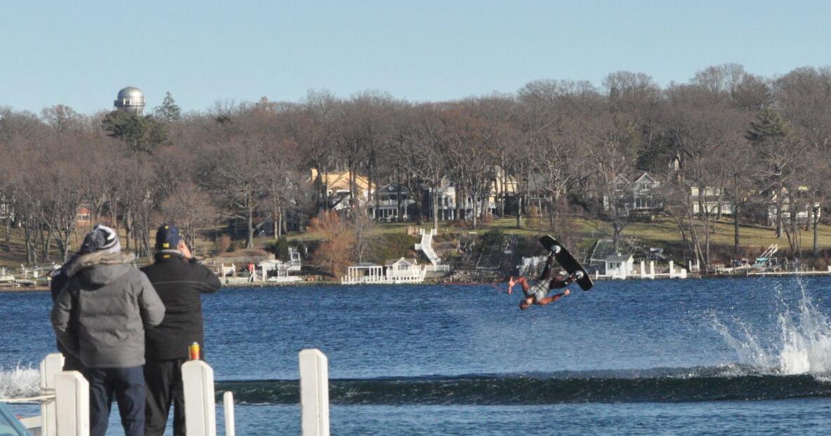 Only in Lake Geneva do people water ski in December ... Freezin For a ...