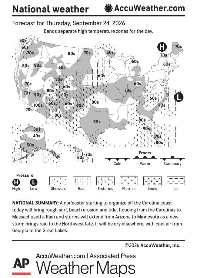 AP PM GUS0924 WEATHER MAP | Nation & World | leadertelegram.com