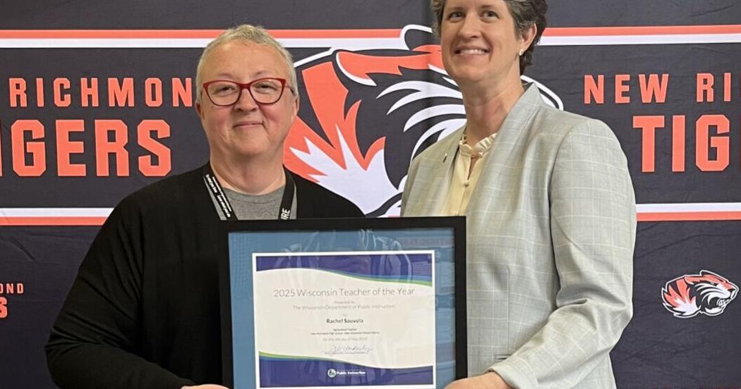 New Richmond HS agriscience teacher surprised with 2025 WI Teacher of ...