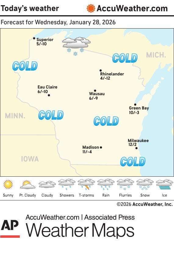 AP HH WI0128 WEATHER MAP | Nation & World | leadertelegram.com