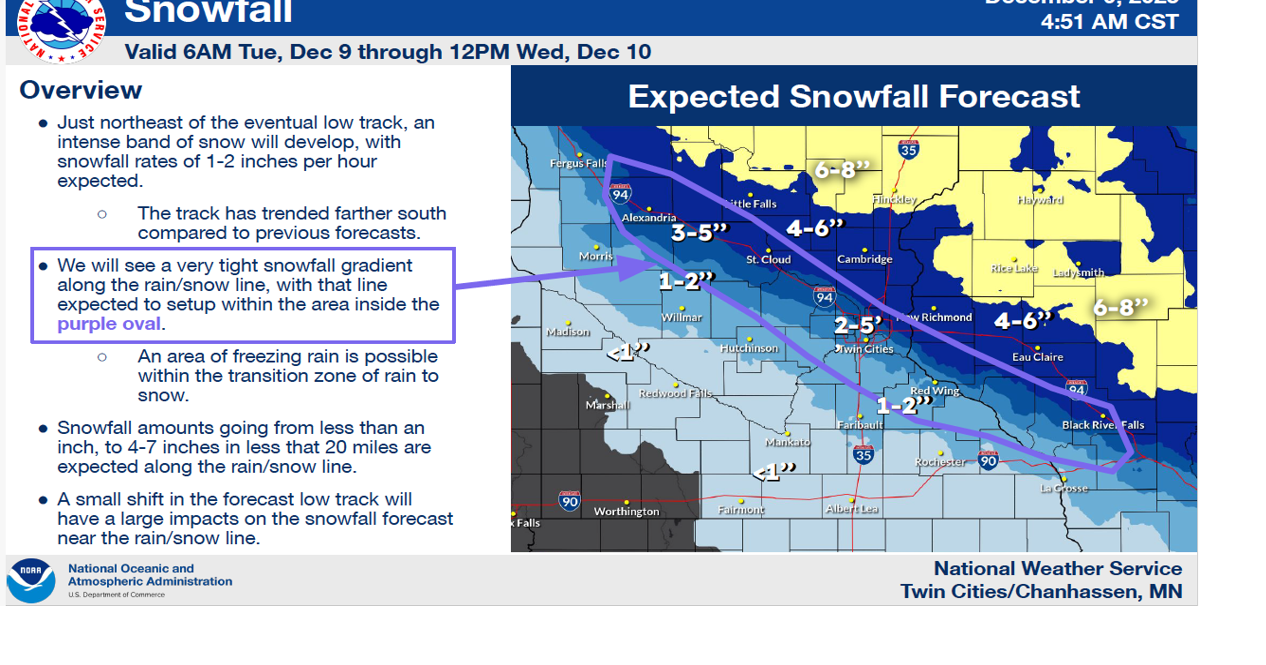 Tuesday snow forecast coming into focus | Front Page | leadertelegram.com