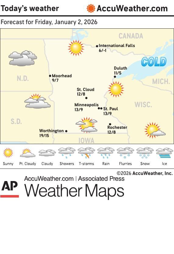 AP FF MN0102 WEATHER MAP | Nation & World | leadertelegram.com