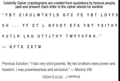 Celebrity Cipher | Arts-and-entertainment | leadertimes.com