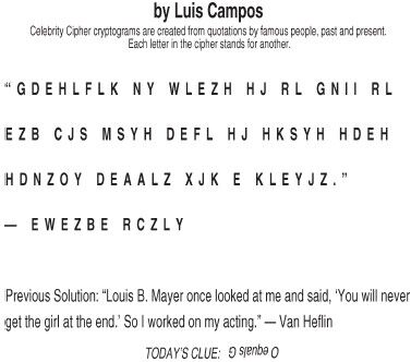 CELEBRITY CIPHER | Arts-and-entertainment | leadertimes.com