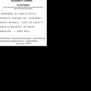 CELEBRITY CIPHER | Arts-and-entertainment | leadertimes.com