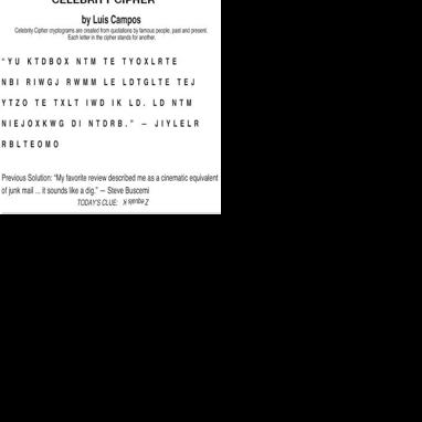 CELEBRITY CIPHER | Arts-and-entertainment | leadertimes.com