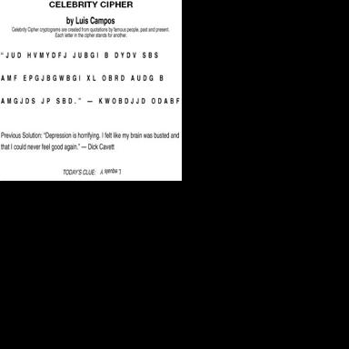 CELEBRITY CIPHER | Arts-and-entertainment | leadertimes.com