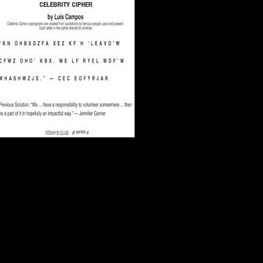 CELEBRITY CIPHER | Arts-and-entertainment | leadertimes.com