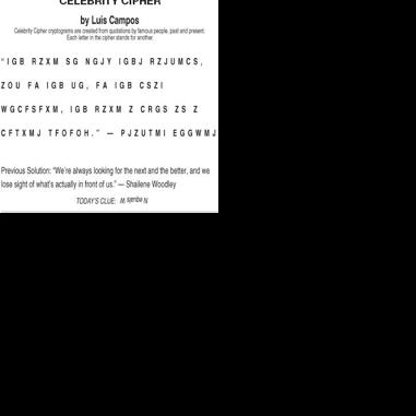 CELEBRITY CIPHER | Arts-and-entertainment | leadertimes.com