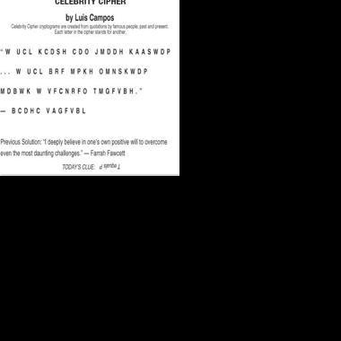 CELEBRITY CIPHER | Arts-and-entertainment | leadertimes.com