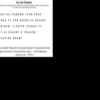CELEBRITY CIPHER | Arts-and-entertainment | leadertimes.com