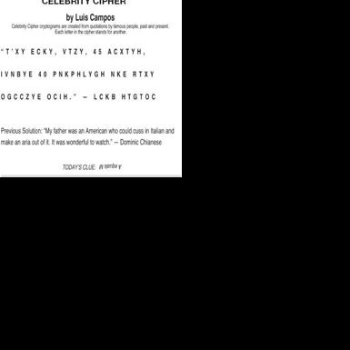 CELEBRITY CIPHER | Arts-and-entertainment | leadertimes.com