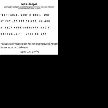 CELEBRITY CIPHER | Arts & Entertainment | leadertimes.com