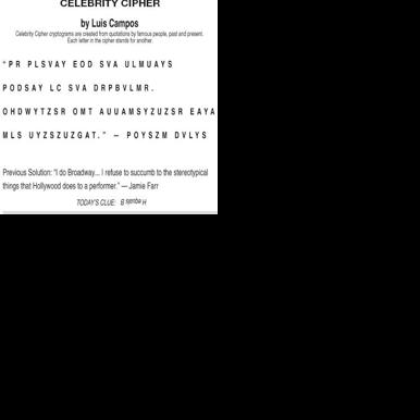 CELEBRITY CIPHER | Arts-and-entertainment | leadertimes.com