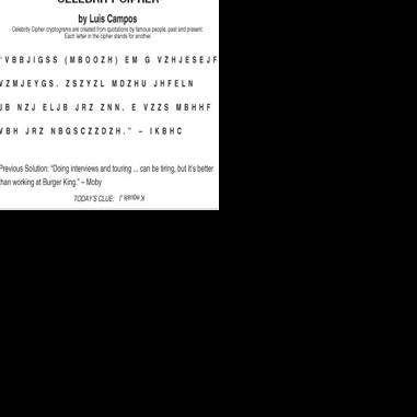 CELEBRITY CIPHER | Arts-and-entertainment | leadertimes.com