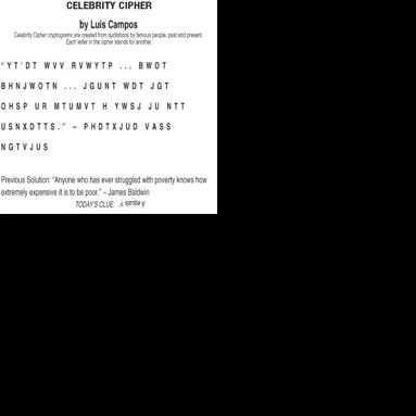 CELEBRITY CIPHER | Arts-and-entertainment | leadertimes.com