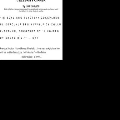 CELEBRITY CIPHER | Arts-and-entertainment | leadertimes.com