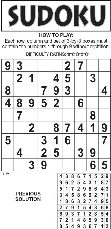 SUDOKU | Arts-and-entertainment | leadertimes.com