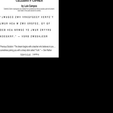 CELEBRITY CIPHER | Arts-and-entertainment | leadertimes.com