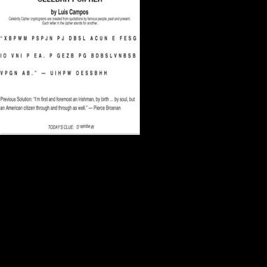 CELEBRITY CIPHER | Arts-and-entertainment | leadertimes.com