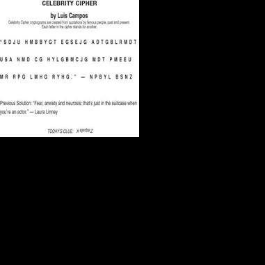 CELEBRITY CIPHER | Arts-and-entertainment | leadertimes.com