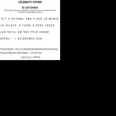CELEBRITY CIPHER | Arts-and-entertainment | leadertimes.com
