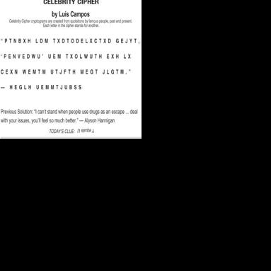 CELEBRITY CIPHER | Arts-and-entertainment | leadertimes.com