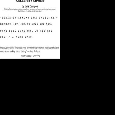 CELEBRITY CIPHER | Arts-and-entertainment | leadertimes.com