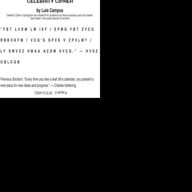 CELEBRITY CIPHER | Arts-and-entertainment | leadertimes.com