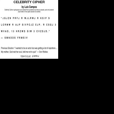 CELEBRITY CIPHER | Arts-and-entertainment | leadertimes.com