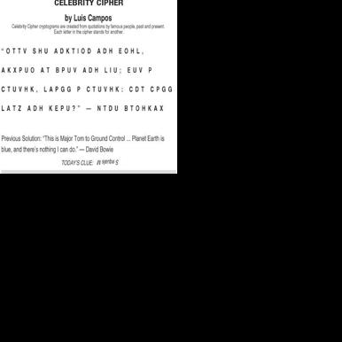 CELEBRITY CIPHER | Arts-and-entertainment | leadertimes.com