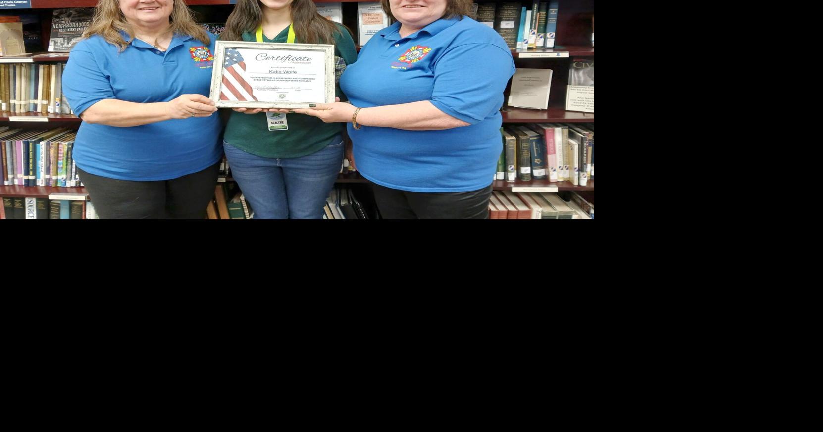 Katie Wolfe recognized as VFW Post 4843 Auxiliary recipient of The ...