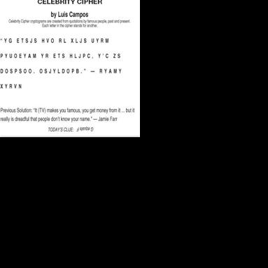 CELEBRITY CIPHER | Arts-and-entertainment | leadertimes.com