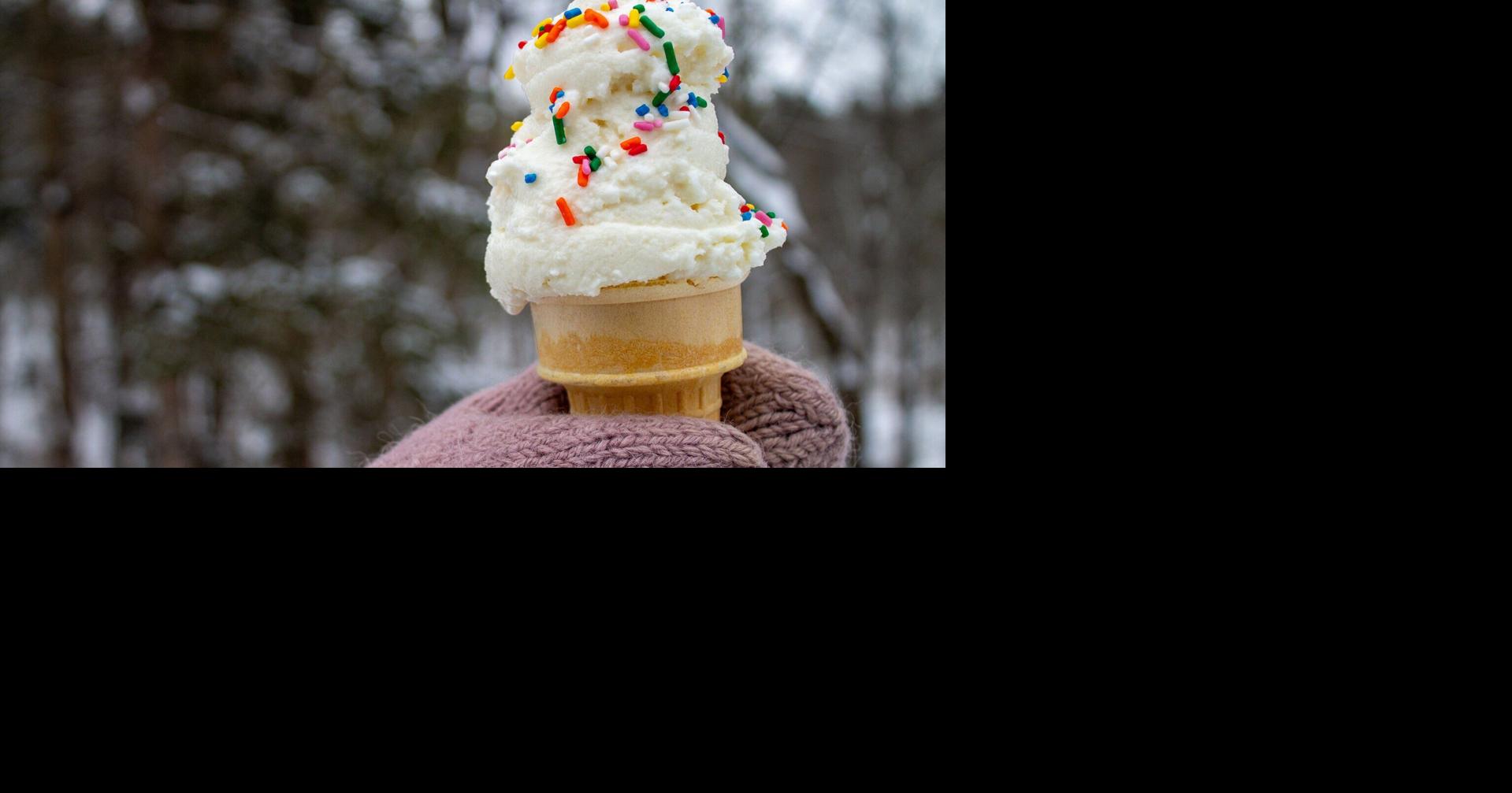 Eating snow cones or snow cream can be a winter delight