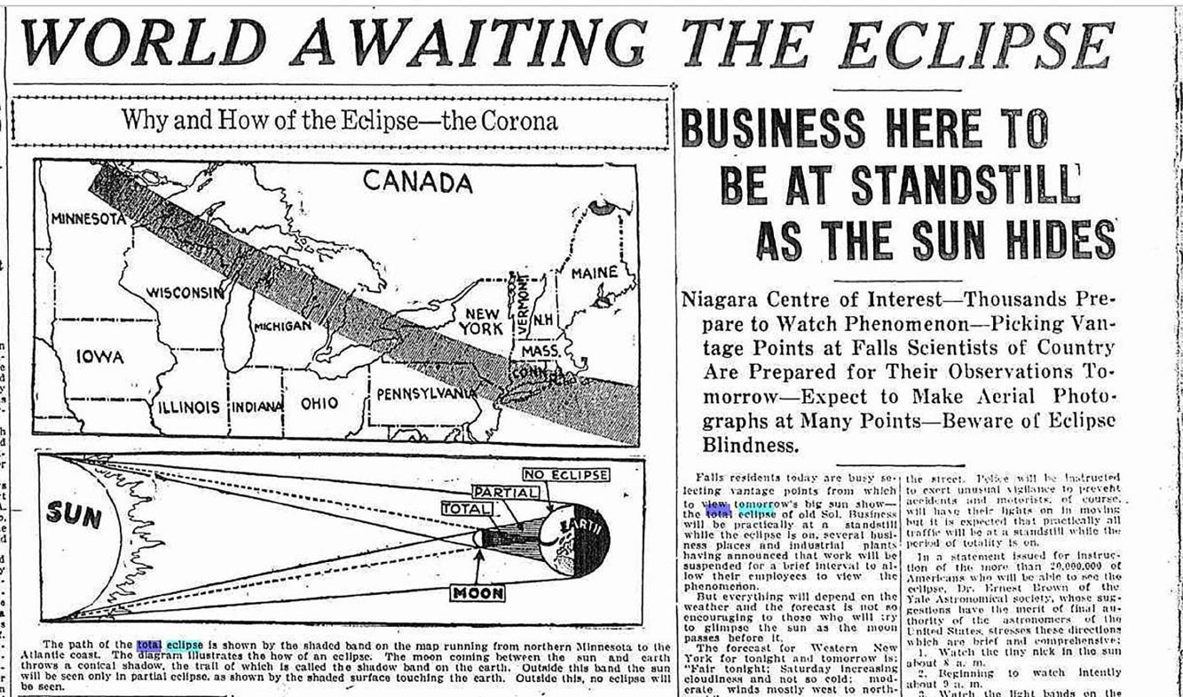 NIAGARA DISCOVERIES: Two previous eclipses cast a shadow over Niagara ...