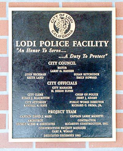Lodi Police Department plaque 2 | News | lodinews.com