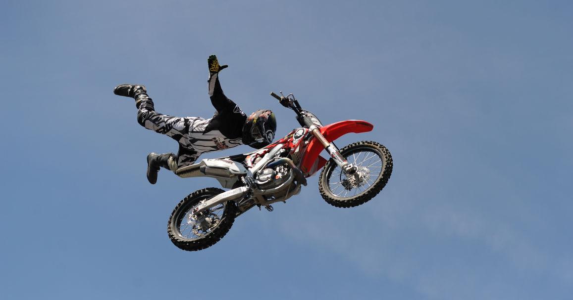 Metal Mulisha freestyle motocross riders do backflips for Napa Auto ...