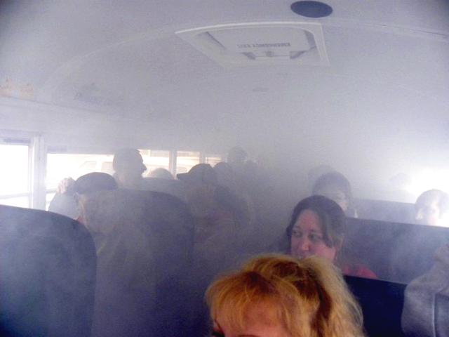 Bus drivers experience school bus fire evacuation during training ...