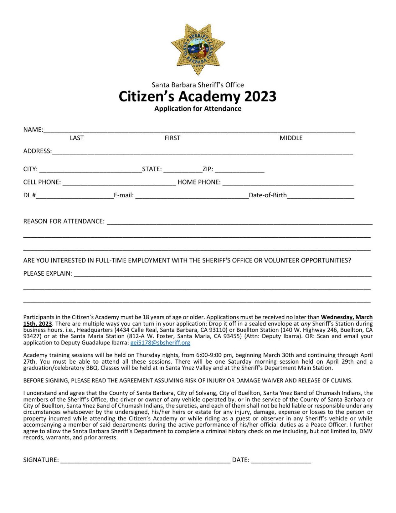 Sheriff's Office accepting applications for North County Citizen's ...