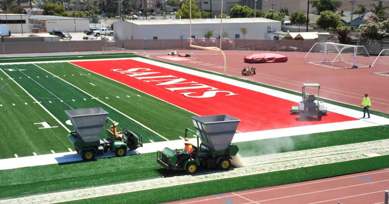 New synthetic turf installed at Santa Maria High School's football ...