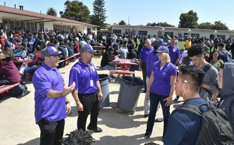 Santa Maria principal dons purple and gold after wager with Righetti ...