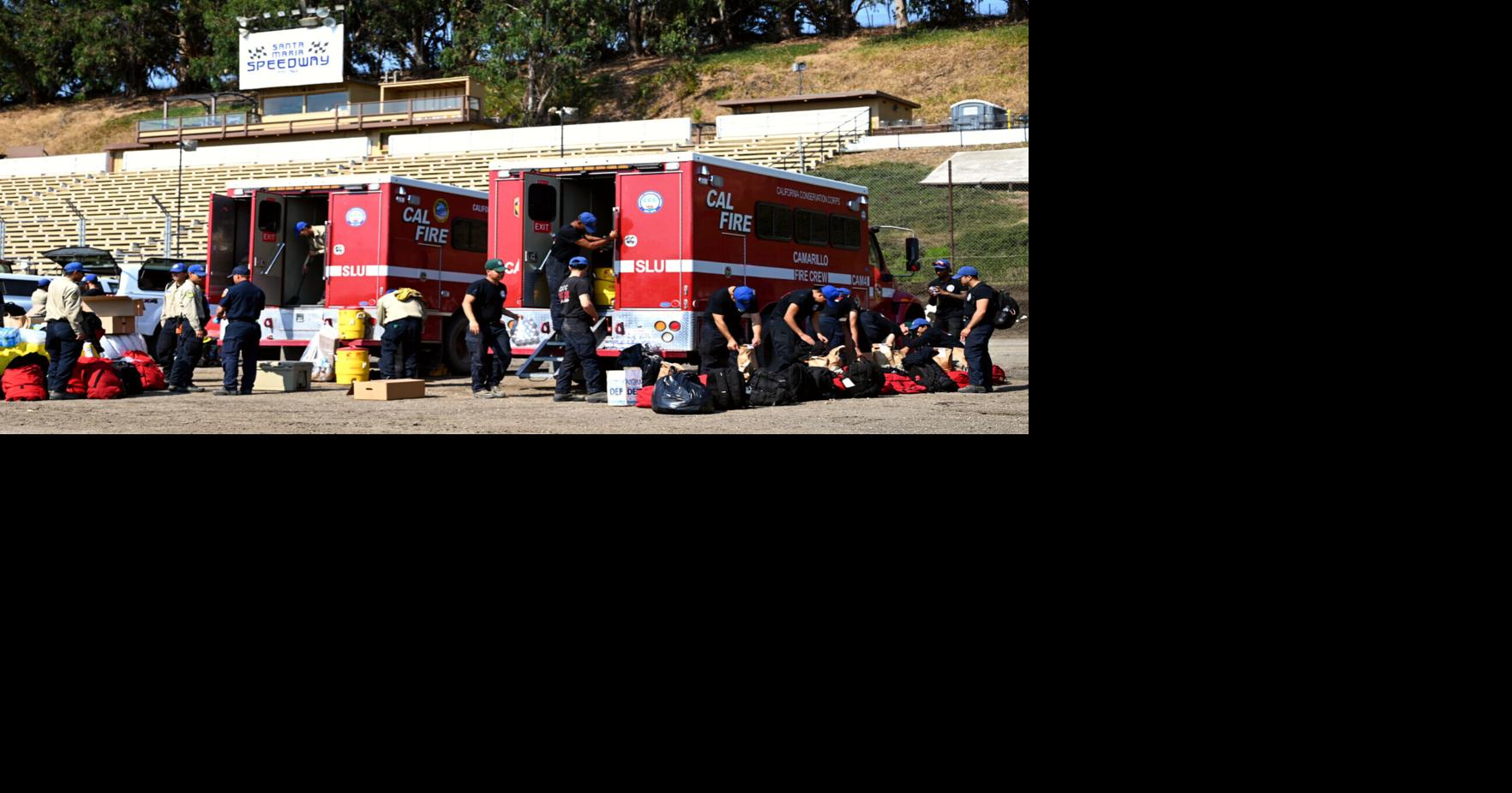 Firefighters set camp at Santa Maria Speedway during Lake Fire | Photos ...