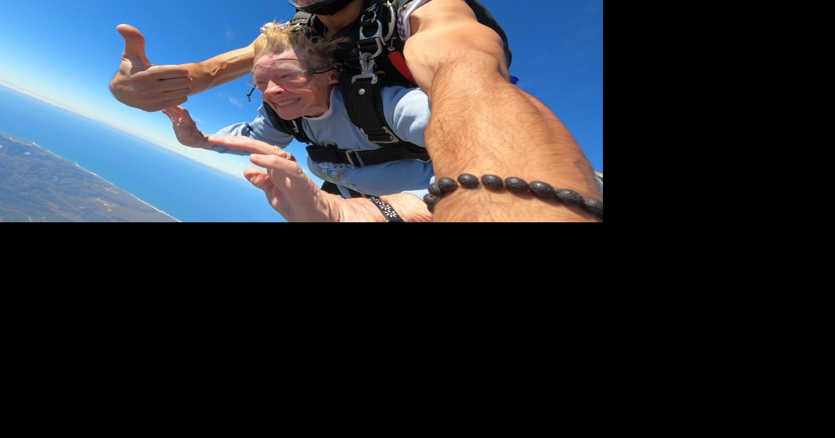 84-year-old parachuting champion jumps 3X with Skydive Santa Barbara in ...