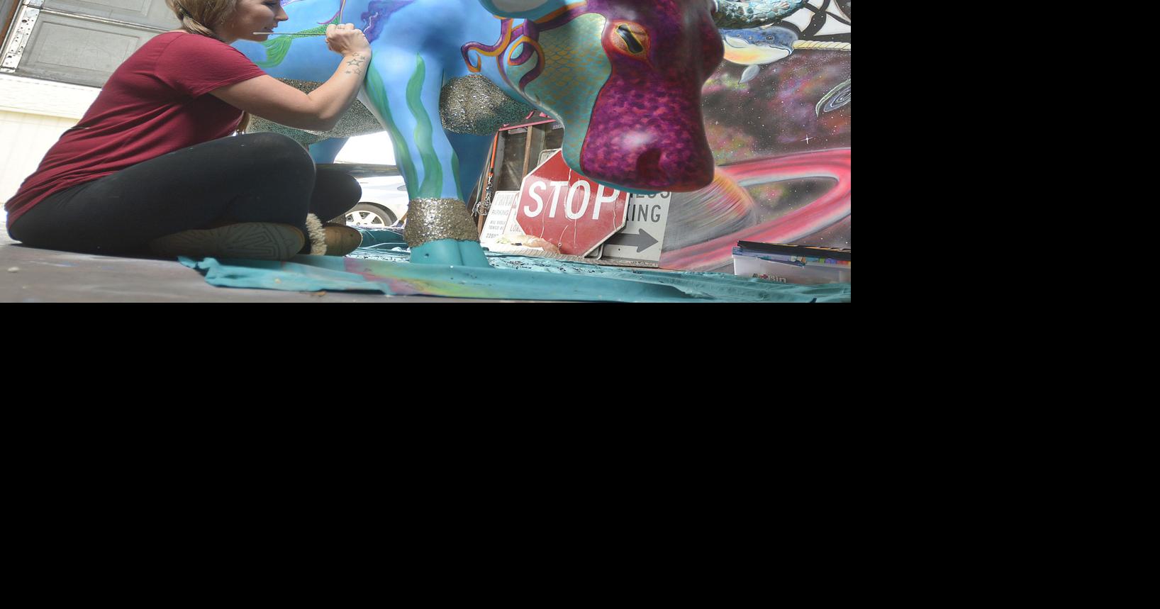 Lompoc artist painting fiberglass bovine for SLO County CowParade ...