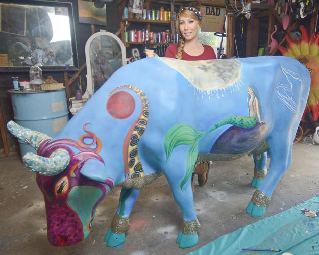 Lompoc artist painting fiberglass bovine for SLO County CowParade ...
