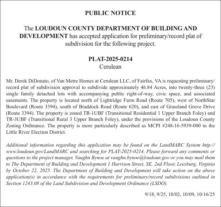 Loudoun County Building & Development Cerulean100225 | Public Notices ...